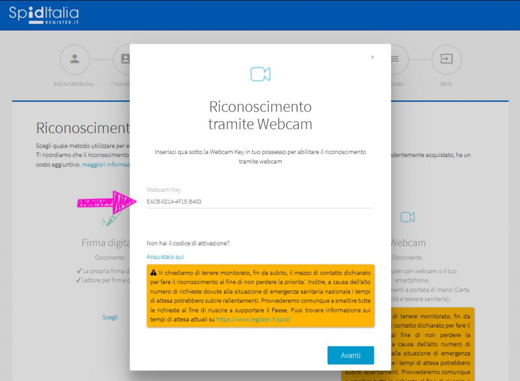 Come attivare SPID tramite riconoscimento via Webcam